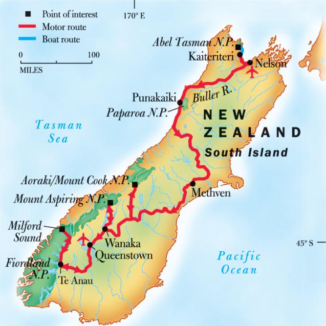 Southern Alps New Zealand Map