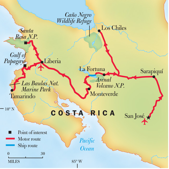 Costa Rica Tour Map Infoupdate