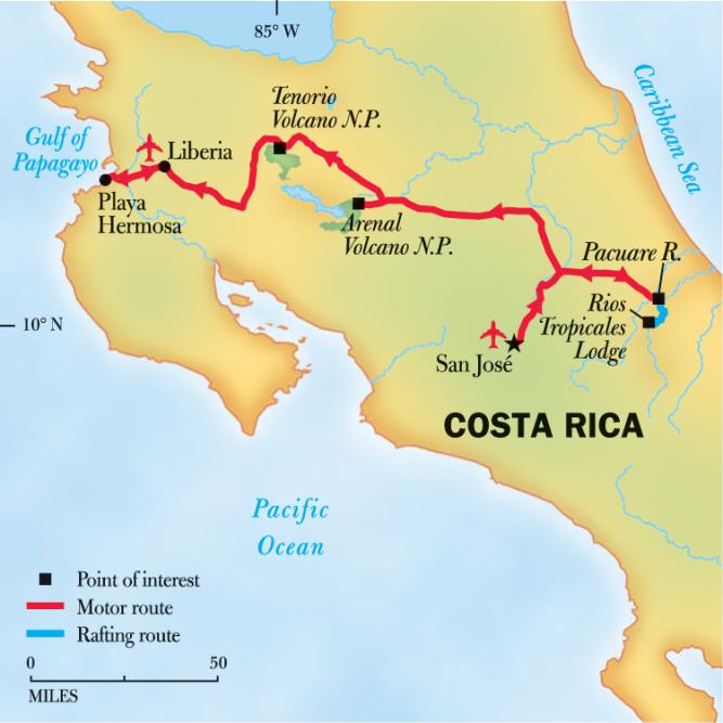 Arenal Volcano Costa Rica Map