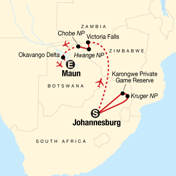 Map Of African Safari Botswana